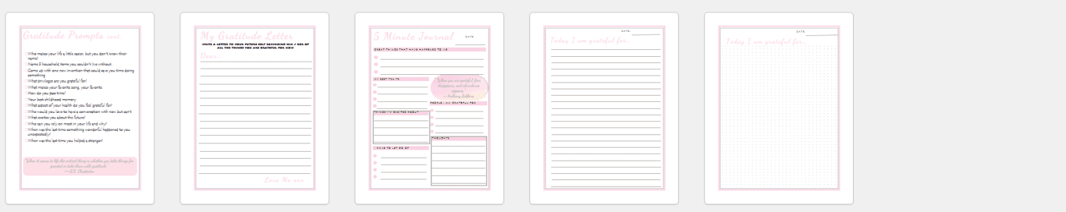 Pink Gratitude Journal - Createful Journals Your Creative Inspiration