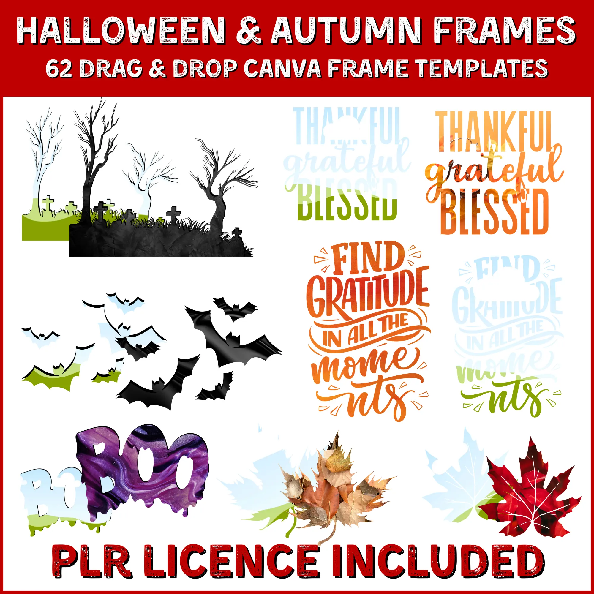 Halloween and Autumn Canva Frame Templates - Createful Journals Your ...
